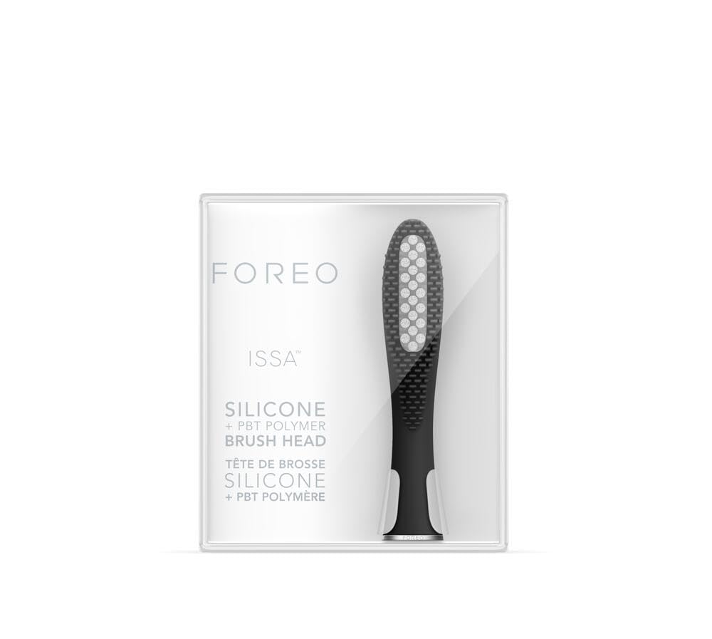 FOREO ISSA Hybrid Wave Brush Head Black, Medical-Grade Silicone & PBT Polymer Bristles, 6-Months Lasting