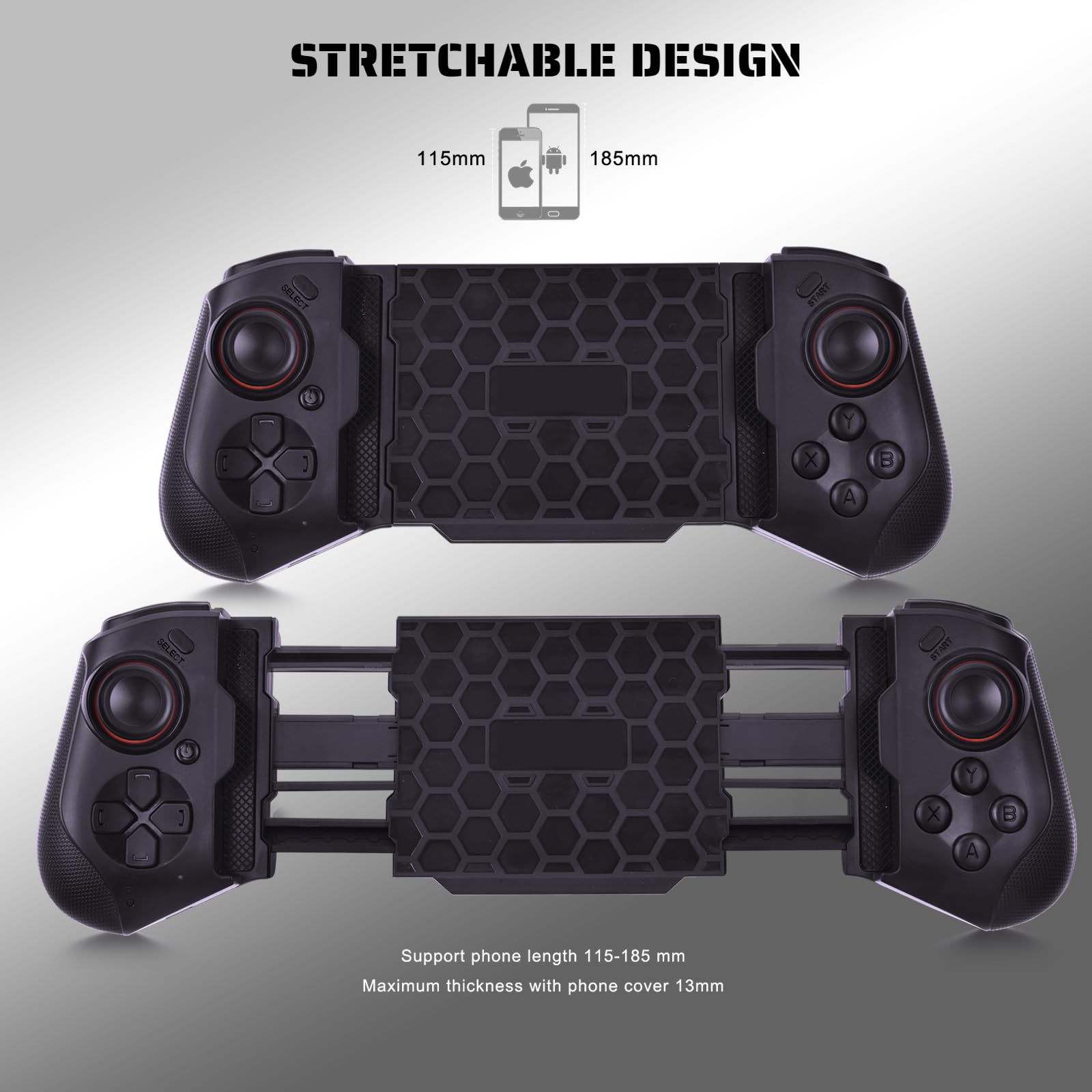 arVin Wireless Gaming Controller for iPhone iOS Android PC, Bluetooth Gamepad Joystick for iPhone 15/14/13/12/iPad/MacBook/Samsung Galaxy S22/S21/S20 Ultra/Tablet/Call of Duty Mobile/Genshin Impact