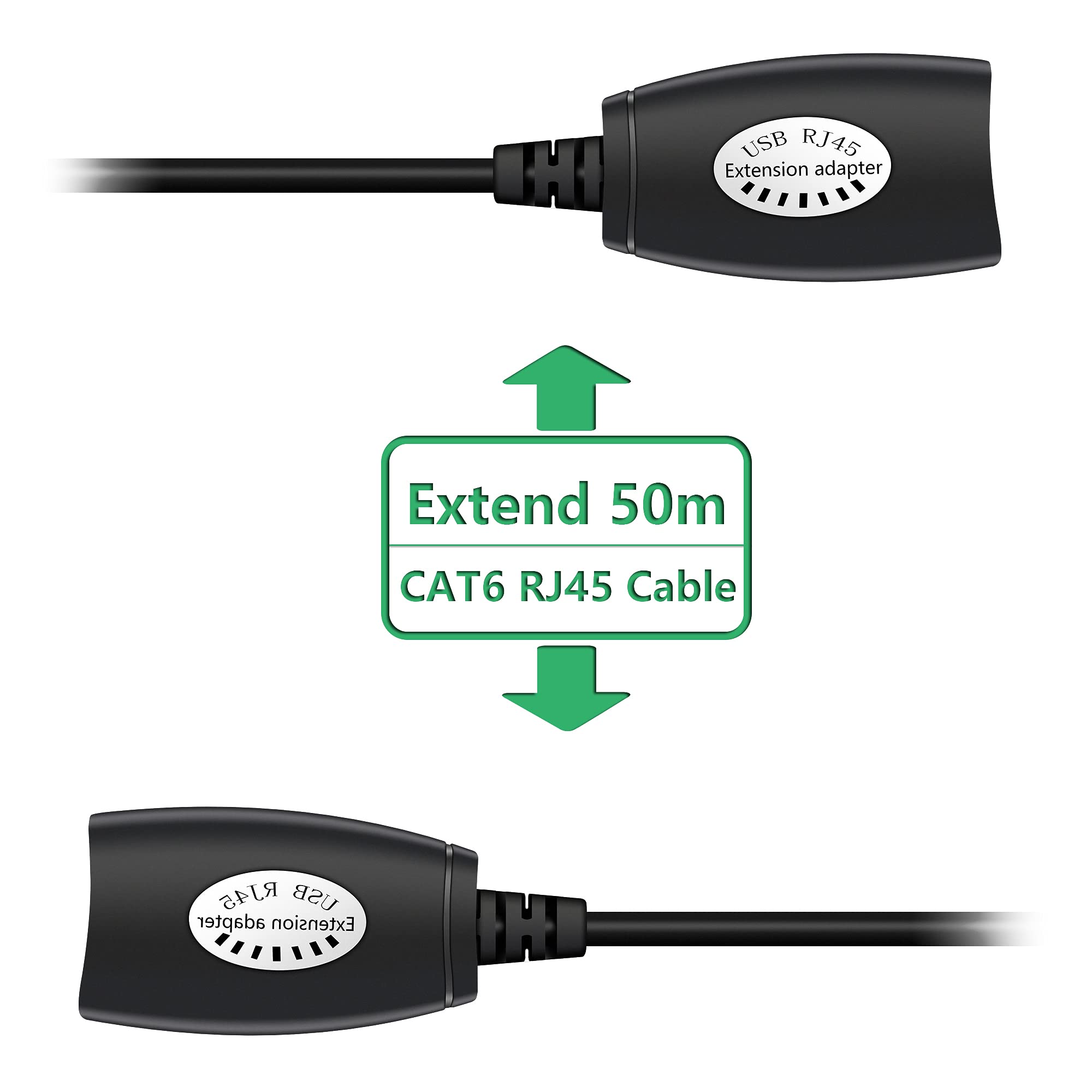 YACSEJAO USB to Ethernet Extender Adapter USB Over RJ45 Ethernet Connector for Cat6/5/5e Extension Cable Adapter up to 165ft (50M)
