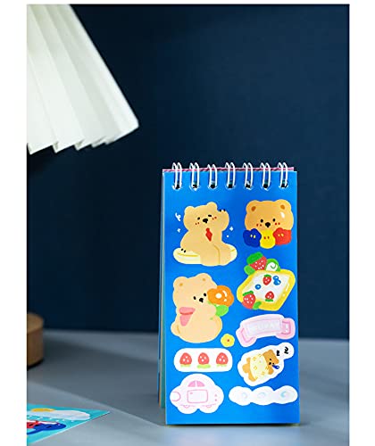 ANKOMINA 50 Sheets Cute Bear Sticker Spiral Book Small Cartoon Animal Decorative Stickers Korean Stationery for DIY,Journal,Scrapbooking,Laptop,Phone,Luggage,Water Bottle