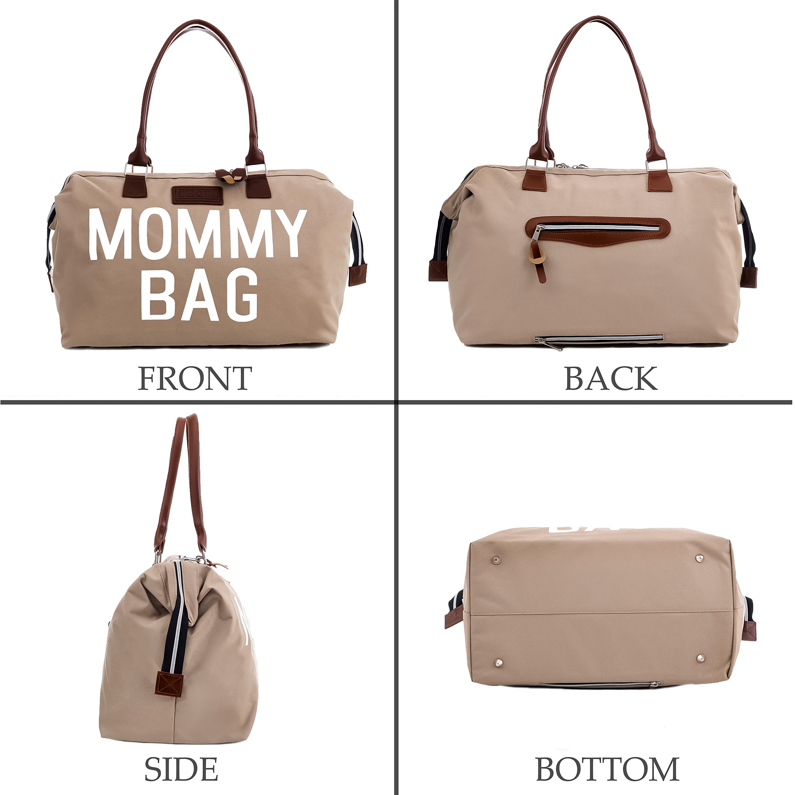 CHQEL Diaper Tote with 2 Organizers, Multifunctional Mommy Bag for Hospital & Baby Diaper Travel Care