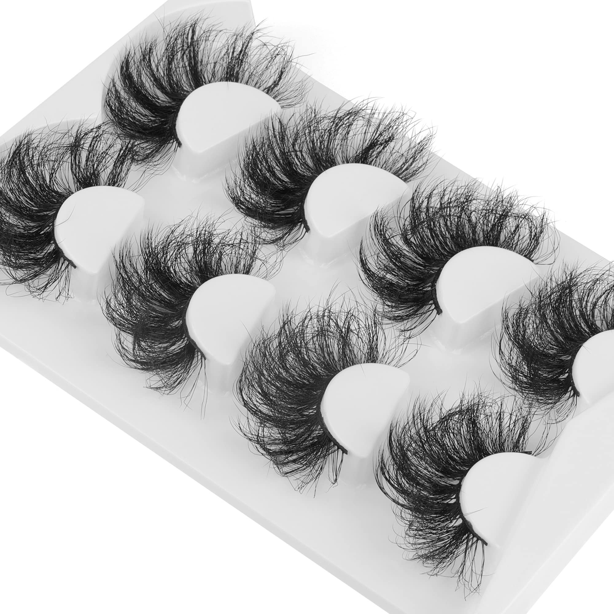ALPHONSE Lashes 25MM Fluffy Mink False Lashes 8D High Volume Long Thick Dramatic Crossed Fake Eyelashes Pack 4 Pairs