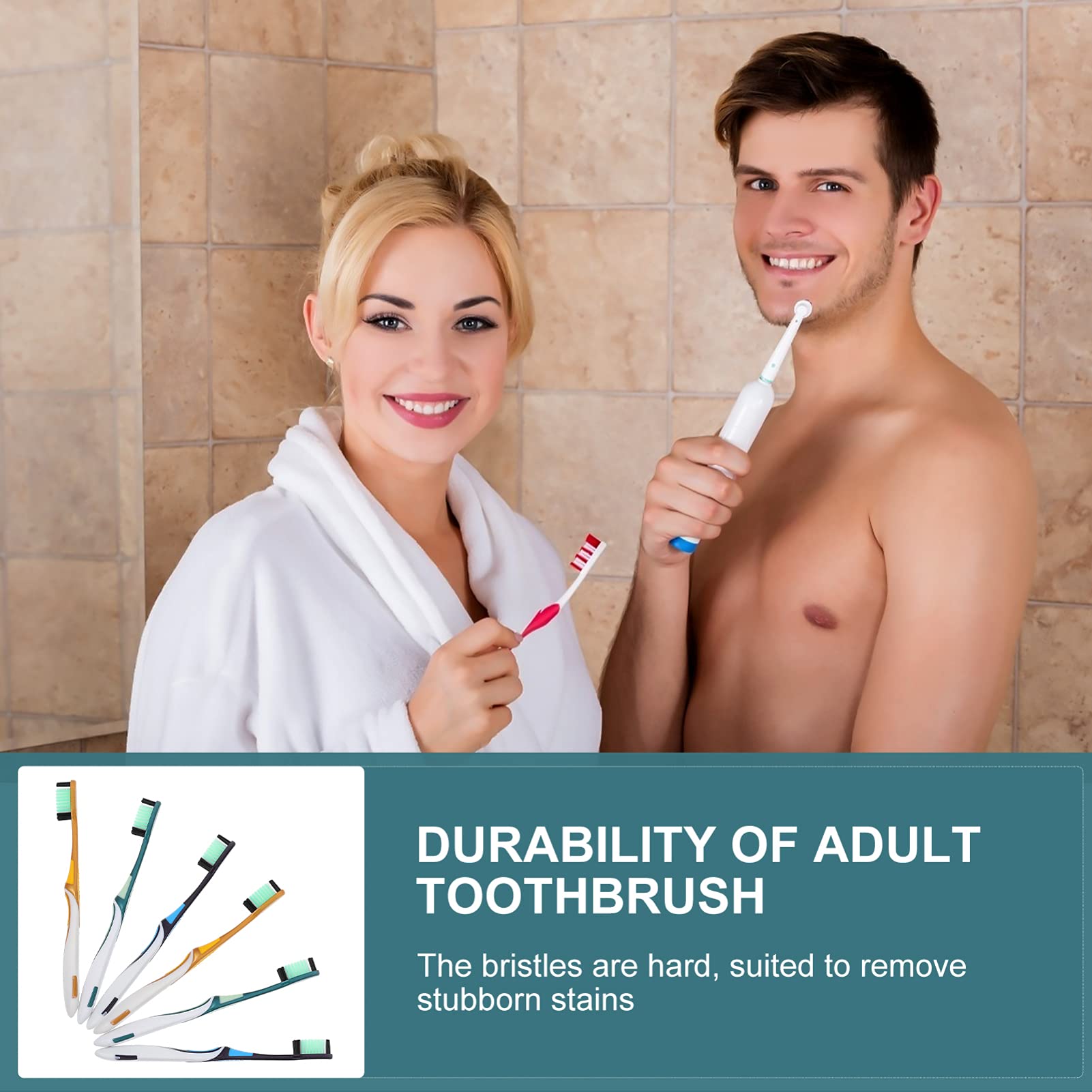 DOITOOL 6pcs Handheld Toothbrush Manual Toothbrush Tooth Cleaning Brush Ultra Hard Bristles Toothbrush for Whitening Teeth Adult Random Color