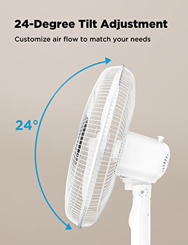 PELONIS 16'' Pedestal Remote Control Oscillating Stand Up Fan 7-Hour Timer, 3-Speed, and Adjustable Height,Electric Cooling Fans for Home Office Bedroom Use