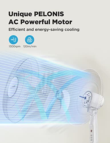 PELONIS 16'' Pedestal Remote Control Oscillating Stand Up Fan 7-Hour Timer, 3-Speed, and Adjustable Height,Electric Cooling Fans for Home Office Bedroom Use