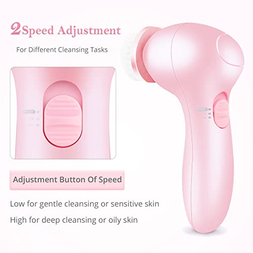 Facial Cleansing Brush 7 in 1 Face Wash Brush - Fabuday Face Spin Scrub Brushes for Skin Cleansing, Gentle Exfoliator, Blackhead Removing and Massaging, Battery Operated Face Brush Cleanser