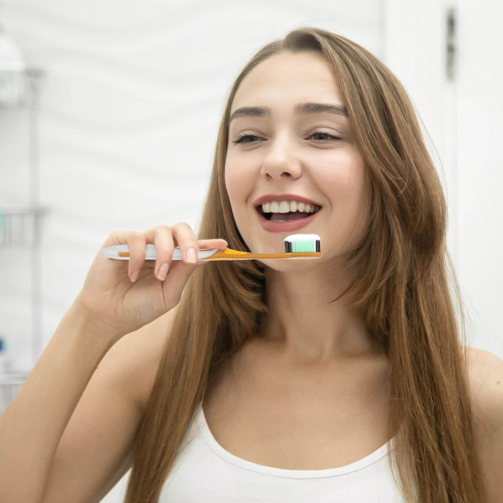 DOITOOL 6pcs Handheld Toothbrush Manual Toothbrush Tooth Cleaning Brush Ultra Hard Bristles Toothbrush for Whitening Teeth Adult Random Color