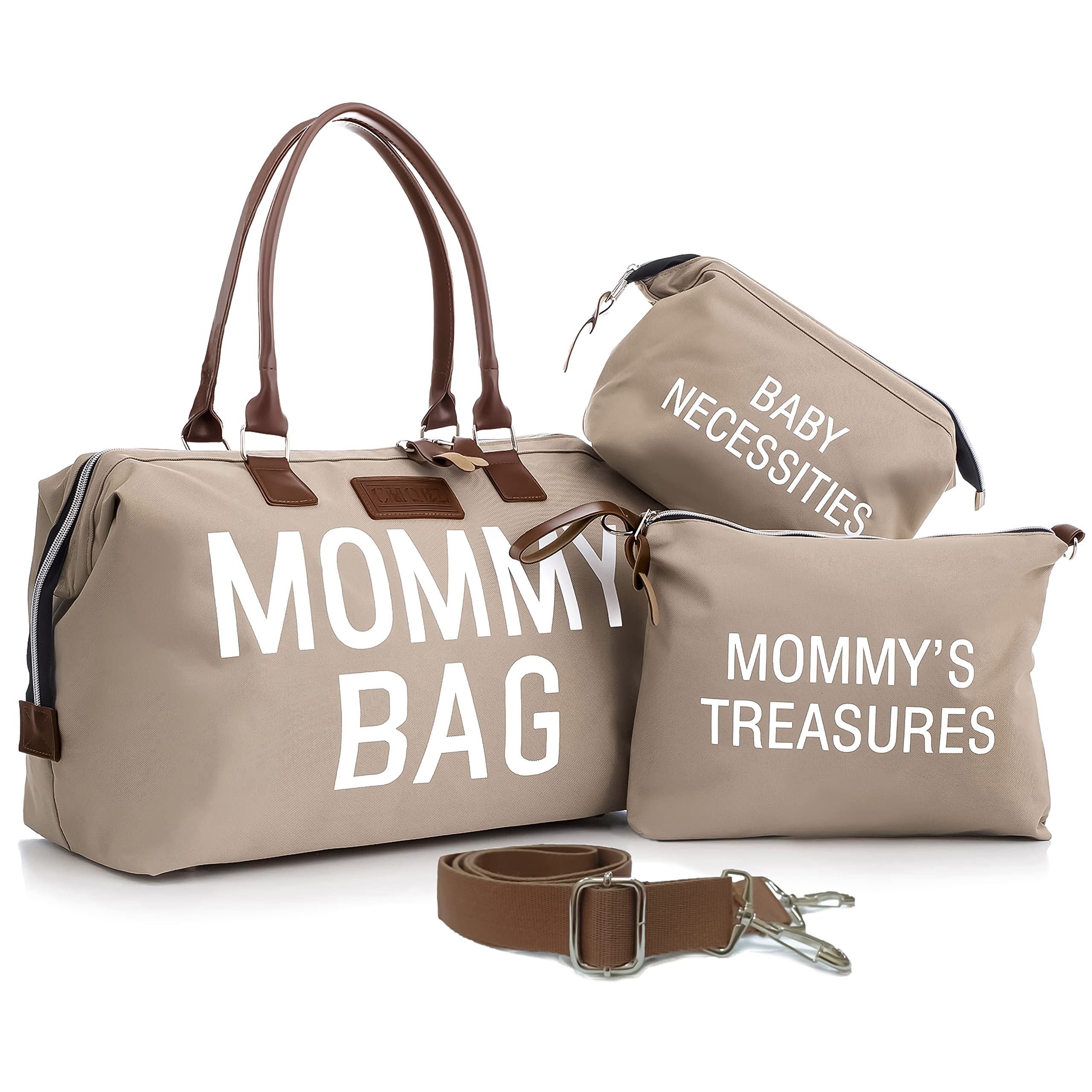 CHQEL Diaper Tote with 2 Organizers, Multifunctional Mommy Bag for Hospital & Baby Diaper Travel Care