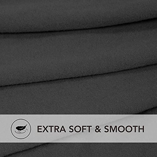 PureFit Super Stretch Soft Form Fit Ottoman Cover Rectangle - Ottoman Slipcovers for Foot Stool & Folding Storage Furniture for Living Room with Nonslip Elastic Bottom (Large, Dark Gray)