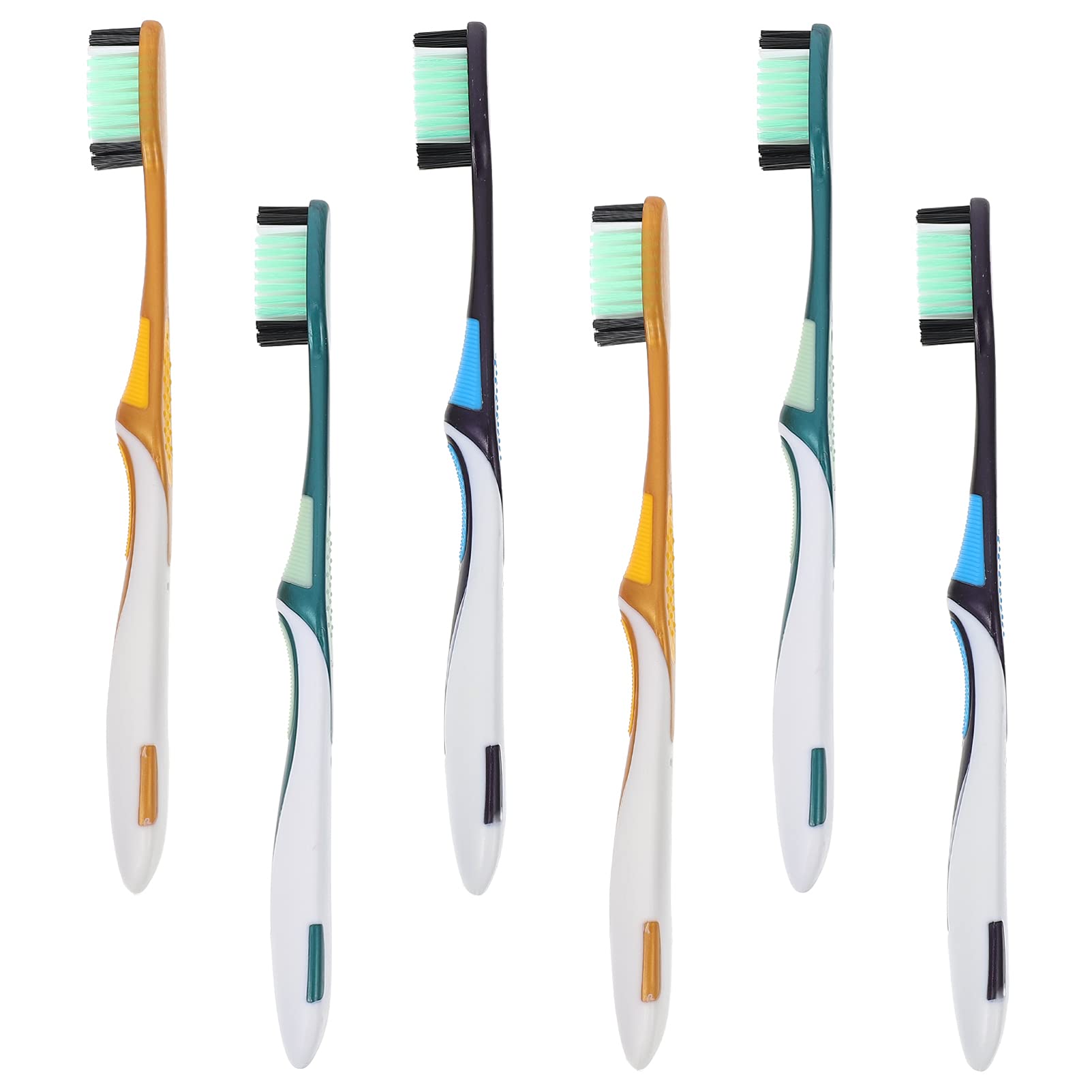 DOITOOL 6pcs Handheld Toothbrush Manual Toothbrush Tooth Cleaning Brush Ultra Hard Bristles Toothbrush for Whitening Teeth Adult Random Color
