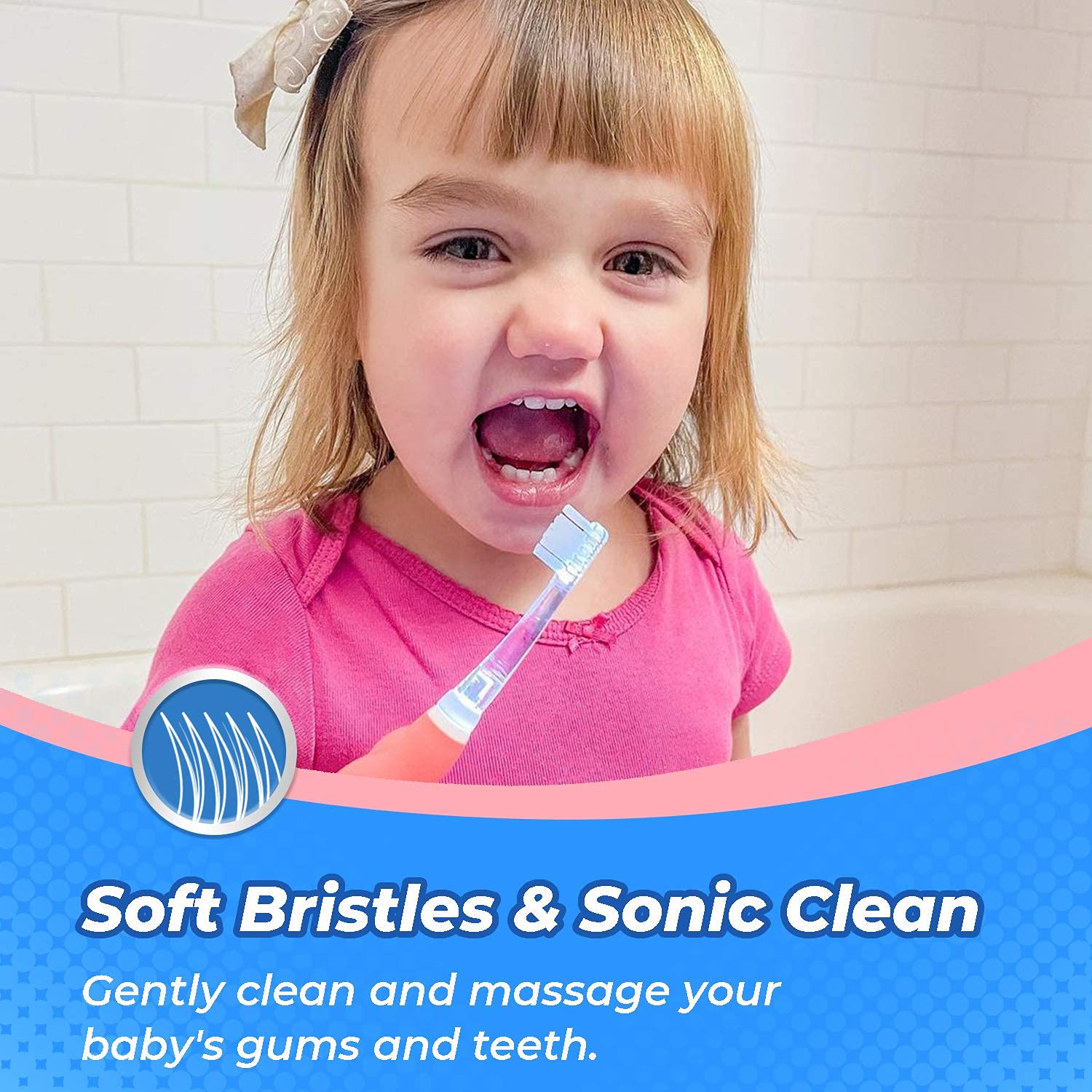 Papablic Dino Toddler Sonic Electric Toothbrush with Covers for Babies and Toddlers Ages 1-3 Years, Debby Bundle with Gina