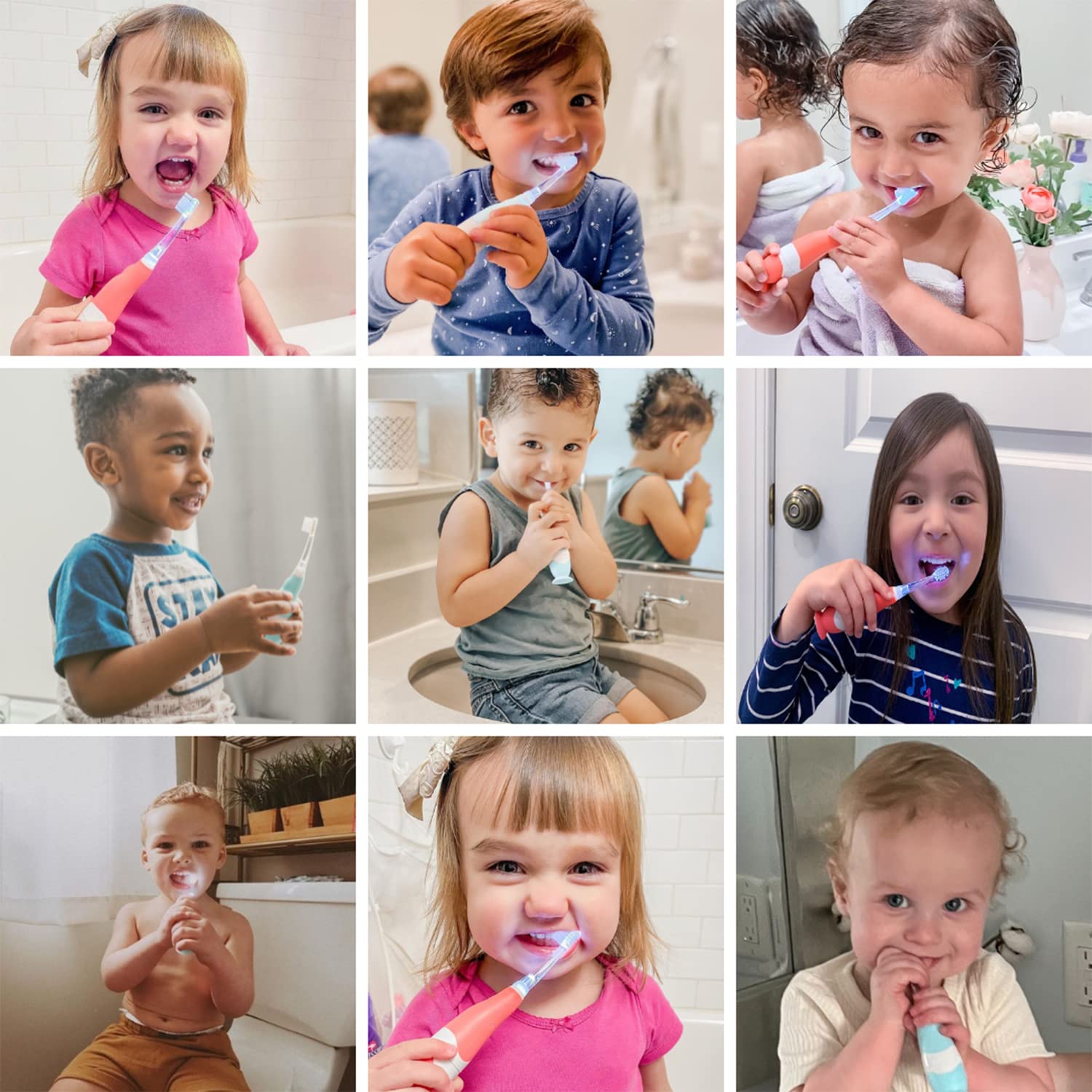 Papablic Dino Toddler Sonic Electric Toothbrush with Covers for Babies and Toddlers Ages 1-3 Years, Debby Bundle with Gina