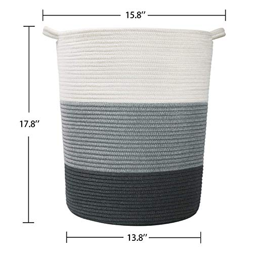INDRESSME Large Three color Cotton Rope Laundry Baby Nursery Basket (Set of 2)