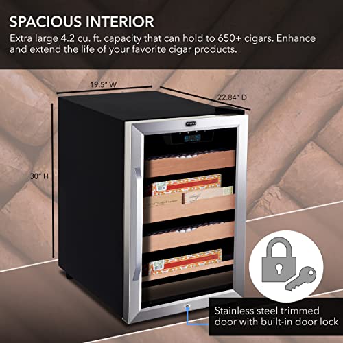 Whynter CHC-421HC 4.2 cu. ft. Cigar Cabinet Cooler Humidor with Built-in Heating & Cooling System, Humidity Temperature Control and Spanish Cedar Shelves