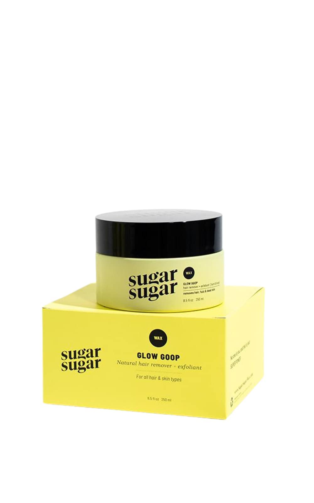 Sugar Sugar Wax Glow Goop Sugar Wax Hair Remover & Exfoliant. No strips, No Spatulas, Face, body, bikini Vegan, 1 CT