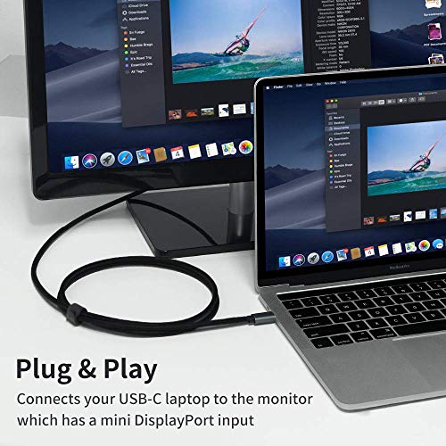 Mini DisplayPort to USB C Cable, HAOYU USB C to Mini DisplayPort,(Unidirectional), 4K@60Hz, HDCP 2.2, Compatible for MacBook Pro 2022-2016/ M1,MacBook Air, Surface Book 2,Galaxy S21/S22 (6 FT)