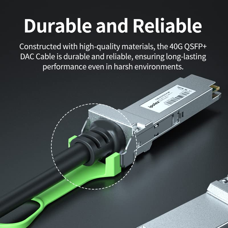 ipolex 40G QSFP+ DAC Twinax Cable, 40GBASE-CR4 Passive Direct Attach Copper Cable, 0.5m (1.64ft), for Cisco QSFP-H40G-CU50CM, Meraki MA-CBL-40G-50CM, Intel XLDACBL05, Mikrotik, Netgear, TP-Link,D-Link