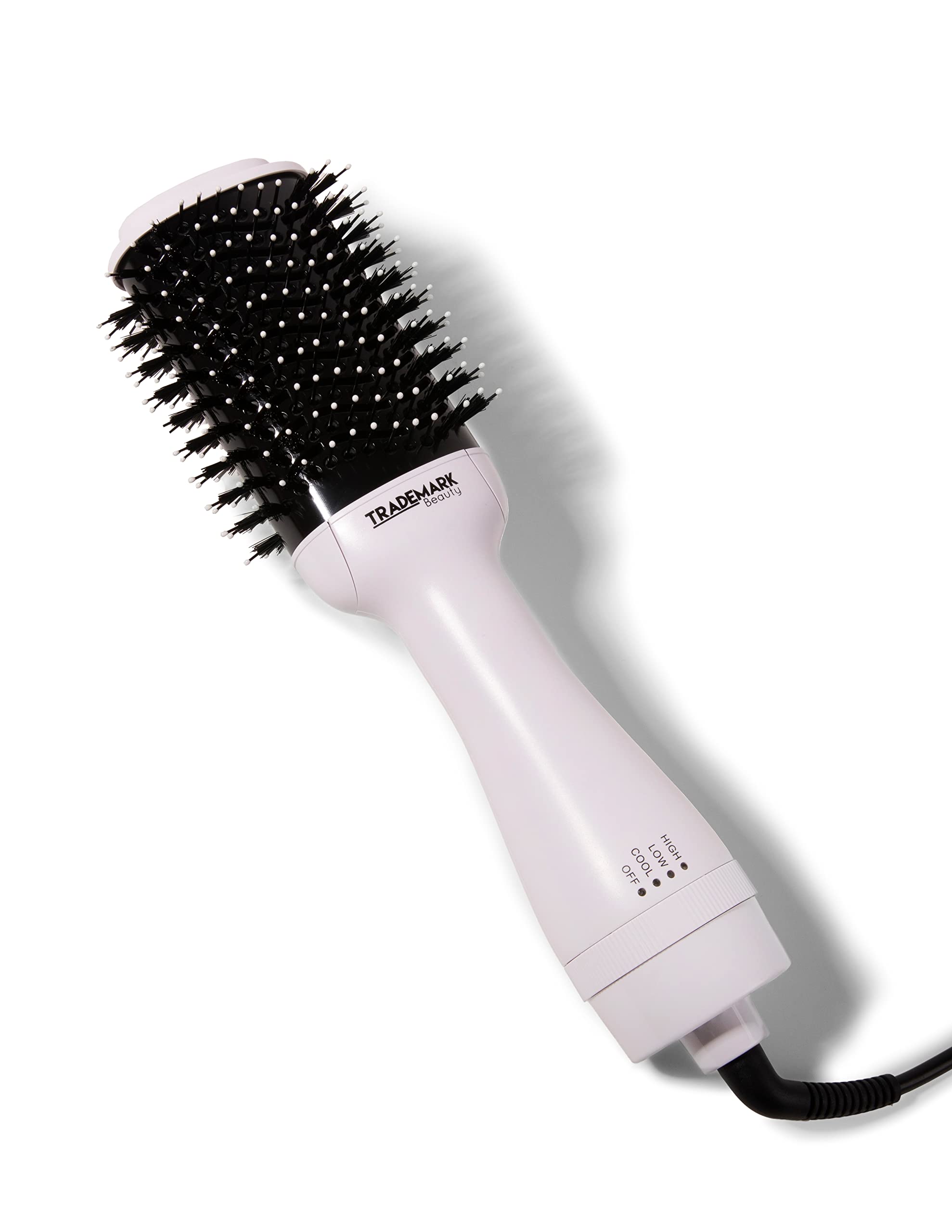 Trademark Beauty Hair Dryer Brush in One, Blow Dryer Brush, Wet and Dry Hair, Anti-Frizz Ions, Smooths, Ceramic, Creates Volume, All Hair Types - White