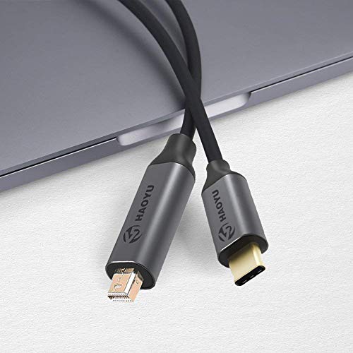 Mini DisplayPort to USB C Cable, HAOYU USB C to Mini DisplayPort,(Unidirectional), 4K@60Hz, HDCP 2.2, Compatible for MacBook Pro 2022-2016/ M1,MacBook Air, Surface Book 2,Galaxy S21/S22 (6 FT)