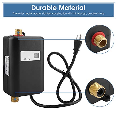 Tankless Water Heater, 110V 3000W Portable Mini Instant Electric Hot Water Heater System with LCD Digital Display for Household Indoor Bathroom Kitchen Washing