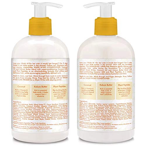 Shea Moisture Shampoo and Conditioner Set, Coconut Custard Make It Last Wash N’ Go Shampoo 13 Ounce, Coconut Custard Make It Last Wash N’ Go Conditioner 13 Ounce