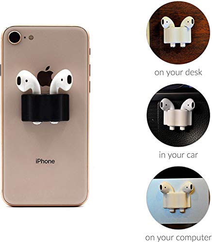 POPMAGNETZ Podify (2-Pack) AirPods Holder Stick On Adhesive Silicone Earbud Sleeve Case Attachment Accessory for Back of Cell Phone, iPhone & Android, Fits AirPods & AirPods Pro (Clear)