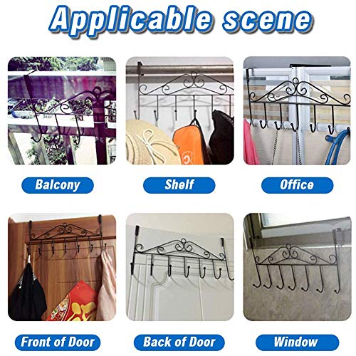 ZYHOOOE Over Door Hanger Organizer,7 Hooks Metal Storage Rack for Home Use Hats Coats Key Bag Clothes Scarfs