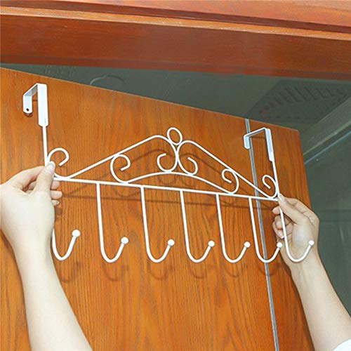 ZYHOOOE Over Door Hanger Organizer,7 Hooks Metal Storage Rack for Home Use Hats Coats Key Bag Clothes Scarfs
