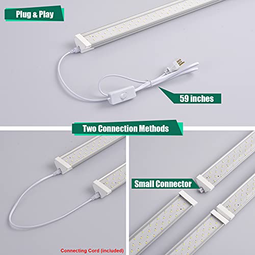 SZHLUX 6 Pack LED Shop Light 4FT 60W, 8700LM, Linkable Utility Shop Light 5000K Daylight White Ceiling Light for Garage, Super Bright Integrated Shop Lights, Garage Light, Under Cabinet Light