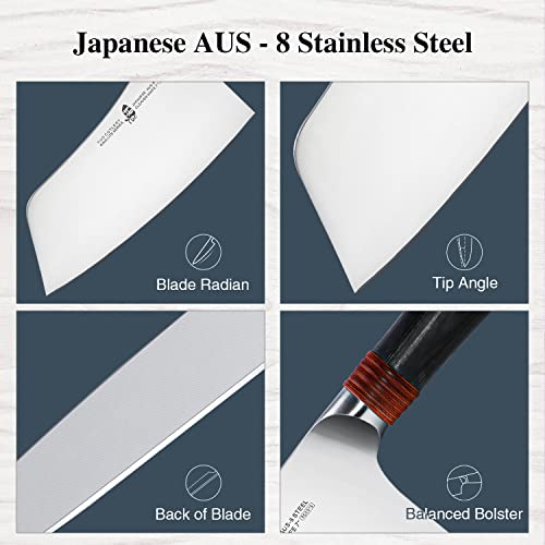 TUO Cleaver Knife - 7" Vegetable Cleaver Chopper Knife Chinese Kitchen Chef Knife Vegetable Chopper AUS-8 Stainless Steel Full Tang Pakkawood Handle, Ring Lite Series