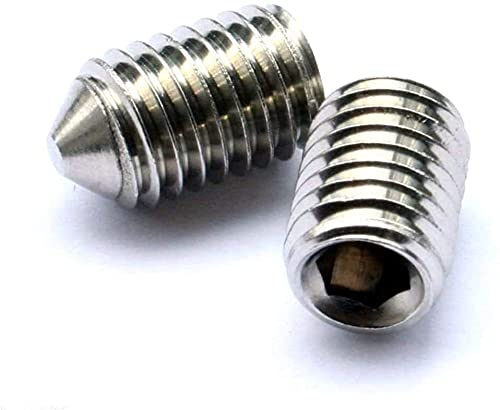 Set Screws Cone Point Mixed (16 Pack) 5mm Length 0.196" Long 3/16", Various Metric Threads, M3, M4, M5 & M6. A2 Grade Stainless Steel Hex/Allen Key Socket Cone Point Grub Screw/Set Screws