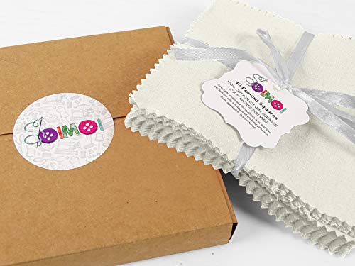 Soimoi Solid White Precut 5 inch Cotton Fabric Quilting Squares Charm Pack DIY Patchwork Sewing Craft