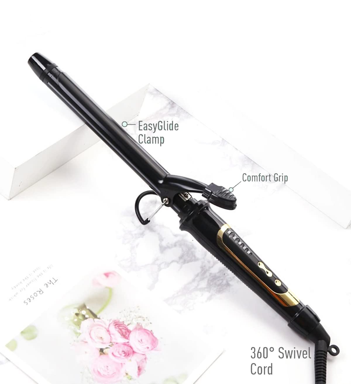 abp 1 Inch Curling Iron with Ceramic Barrel, Instant Heat up to 450°F, Waving Style Tool for Long/Medium Hair and Women