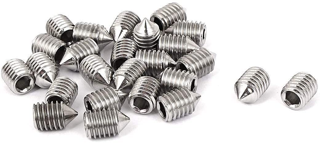 Set Screws Cone Point Mixed (16 Pack) 5mm Length 0.196" Long 3/16", Various Metric Threads, M3, M4, M5 & M6. A2 Grade Stainless Steel Hex/Allen Key Socket Cone Point Grub Screw/Set Screws
