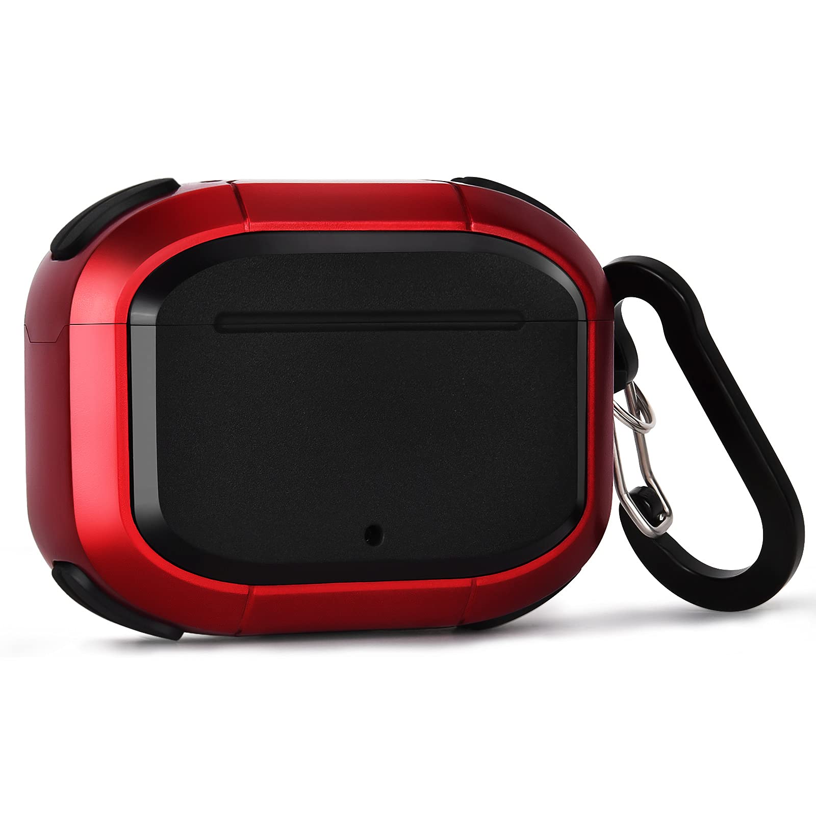 Upgraded Case for New Beats Studio Buds 2021, Filoto Rugged Beats Studio Buds Hard Shell Protective Case Cover Earbuds Headphone Accessories with Keychain for Men Women (Black/Red)