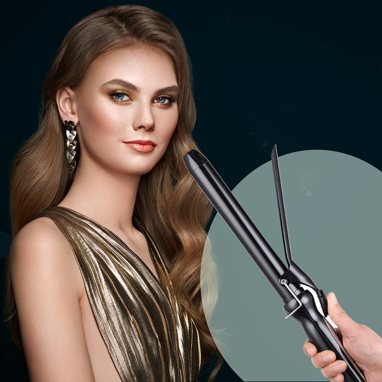 abp 1 Inch Curling Iron with Ceramic Barrel, Instant Heat up to 450°F, Waving Style Tool for Long/Medium Hair and Women