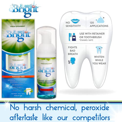 Retainer Cleaner & Aligner Cleaner FoamBright, Great for Invisalign, Teeth Whitening Foam, Candid, Byte, Denture Whitener Toothpaste & Braces Cleaning Peroxide Free Oral Care Replaces Tablets, Paste