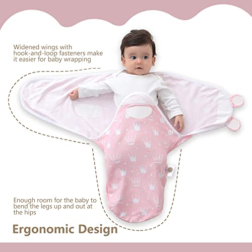 Adjustable Baby Girl Swaddle Blanket & Wrap for 3-6 Months, Organic Newborn Sleep Swaddle Sack with Baby-Friendly Hook & Loop Fatsener, Baby Swaddle Bag for Infant