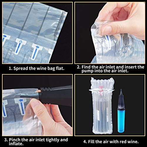 Wine Bottle Travel Protector Bags, Conilly 20 Packs Inflatable Air Column Packaging Bubble Bag with Free Inflator Pump, Reusable Wine Bottle Protector,Safe Choice for Wine Transportation