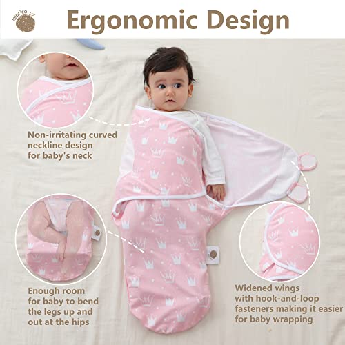 Adjustable Baby Girl Swaddle Blanket & Wrap for 3-6 Months, Organic Newborn Sleep Swaddle Sack with Baby-Friendly Hook & Loop Fatsener, Baby Swaddle Bag for Infant
