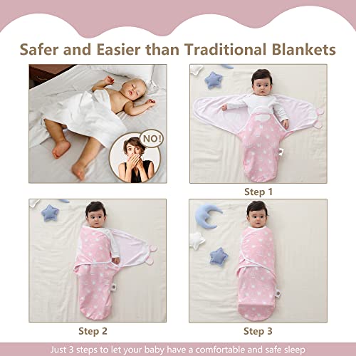 Adjustable Baby Girl Swaddle Blanket & Wrap for 3-6 Months, Organic Newborn Sleep Swaddle Sack with Baby-Friendly Hook & Loop Fatsener, Baby Swaddle Bag for Infant