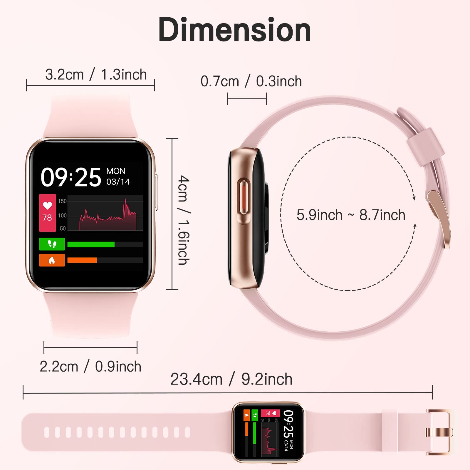 ZOSKVEE Smart Watch, Smartwatch for Android & iOS with Heart Rate, Blood Oxygen Monitor & Sleep Tracker, 1.4" Dynamic Watch Face 5ATM Waterproof, Fitness Tracker 30 Days Standby for Men, Women