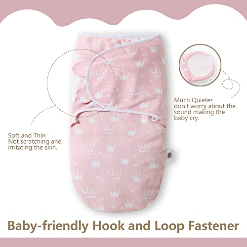 Adjustable Baby Girl Swaddle Blanket & Wrap for 3-6 Months, Organic Newborn Sleep Swaddle Sack with Baby-Friendly Hook & Loop Fatsener, Baby Swaddle Bag for Infant