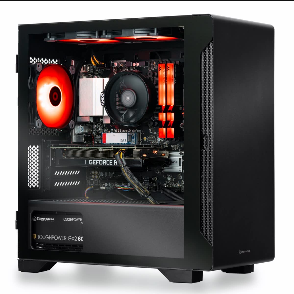 Thermaltake Graphite 360 Gaming PC (AMD Ryzen 5 5600X, RTX 3060, 16GB RGB 3200Mhz DDR4 ToughRAM RGB Memory, 1TB NVMe M.2, WiFi, Win 10 Home) Gaming Desktop Computer S1BK-B550-G36-LCS,Black