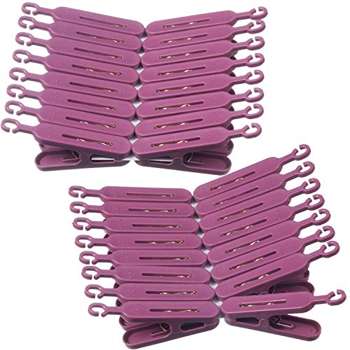 Foldable Clip Hangers with 32 Clothespin Drying Clips Underwear Hanger with Clips Plastic Laundry Clip Drip Drying Hanger for Socks Bras Lingerie Clothes Sturdy (Pink)