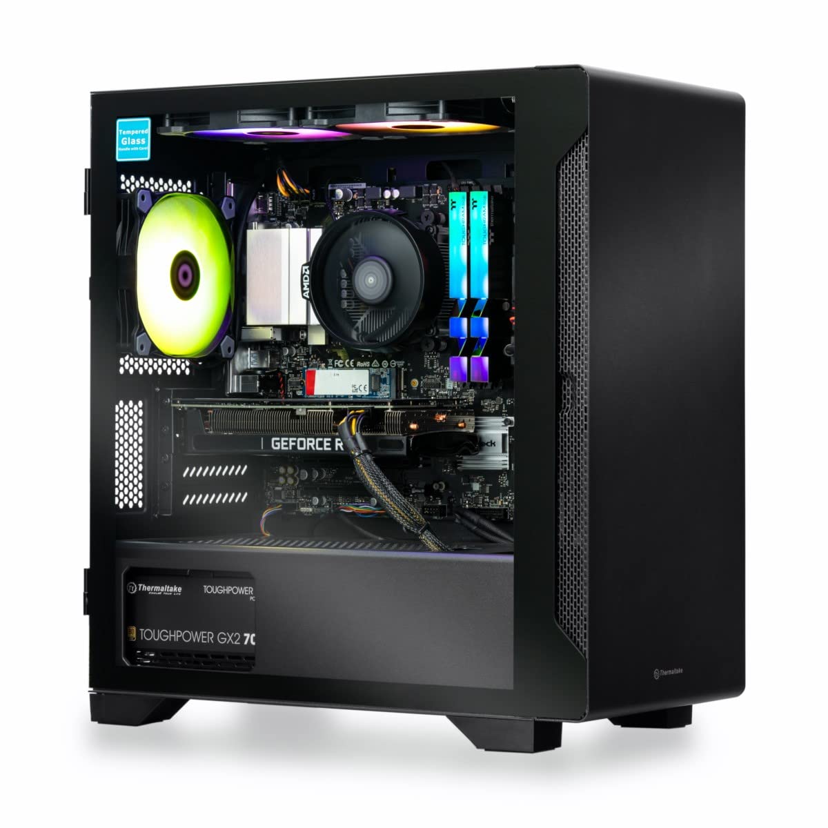 Thermaltake Graphite 360 Gaming PC (AMD Ryzen 5 5600X, RTX 3060, 16GB RGB 3200Mhz DDR4 ToughRAM RGB Memory, 1TB NVMe M.2, WiFi, Win 10 Home) Gaming Desktop Computer S1BK-B550-G36-LCS,Black
