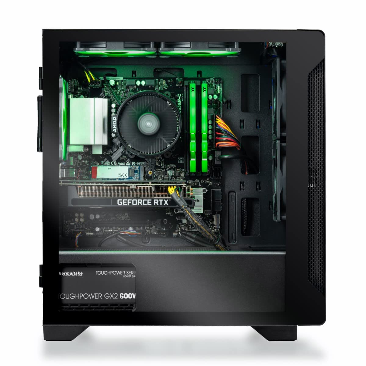 Thermaltake Graphite 360 Gaming PC (AMD Ryzen 5 5600X, RTX 3060, 16GB RGB 3200Mhz DDR4 ToughRAM RGB Memory, 1TB NVMe M.2, WiFi, Win 10 Home) Gaming Desktop Computer S1BK-B550-G36-LCS,Black