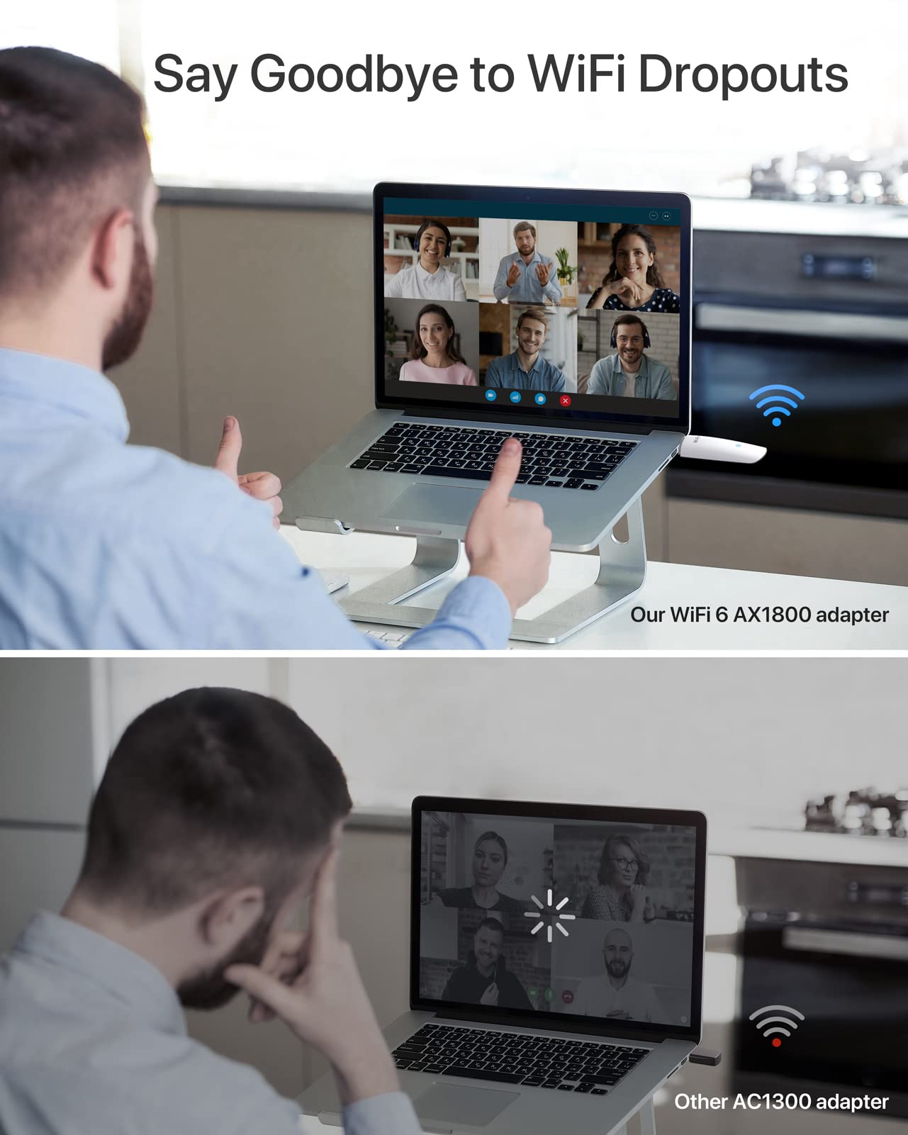 BrosTrend WiFi 6 AX1800Mbps USB WiFi Adapter Dual Band WiFi Dongle 5GHz 1201Mbps + 2.4GHz 574Mbps USB-3.0 Wireless Adapter 802.11ax WiFi USB Adapter for PC Laptop Desktop Supports Windows 11/10 ONLY