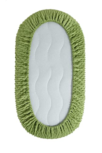 Baby Bassinet Sheet for Boy Girl Unisex Cradle Sheets for Bassinet Pad/Mattress Fitted Oval Bassinet Mattress Bassinet Pads (Sage)