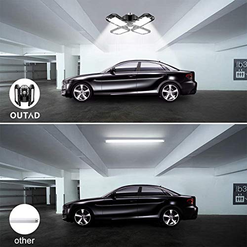 1LED Garage Lights 2 Pack/60W/6500k/4 Panels, Porcelain Base, 4 Adjustable Panels, 12000LM High Lumen Output Super Bright LED Bulb, E26/E27 Compatible